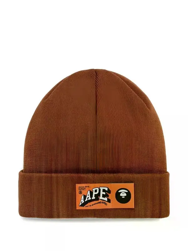 AAPE BY *A BATHING APE Logo-patch Beanie - Brown