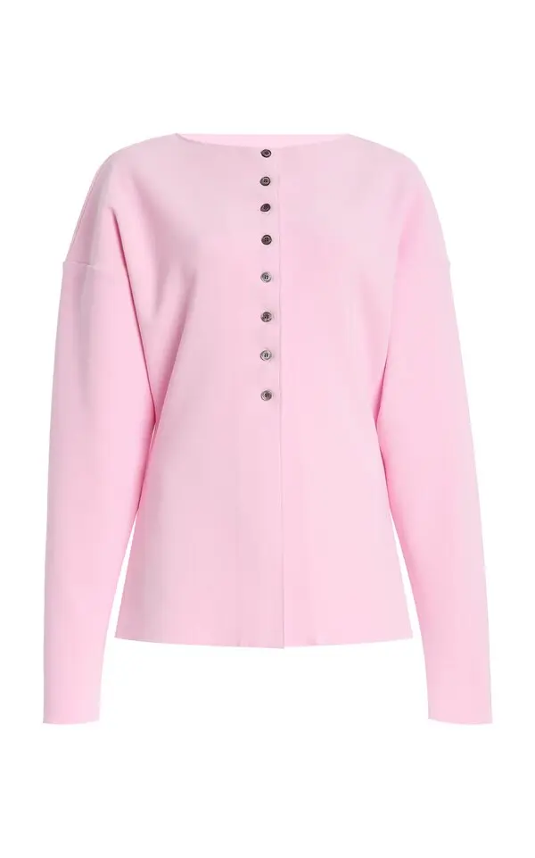 BIRROT Boatneck Crepe Cardigan - Pink