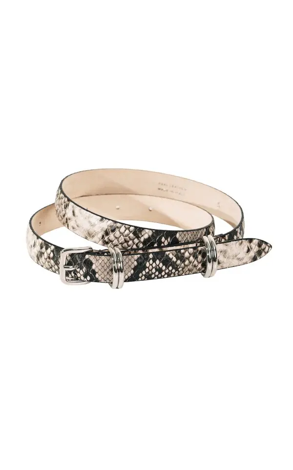 DEHANCHE Constance Snake-print Leather Belt - Silver