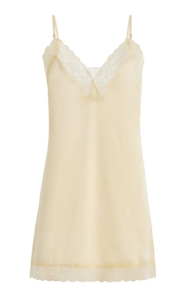 ELCE Pietra Lace-trimmed Satin Mini Dress - Yellow