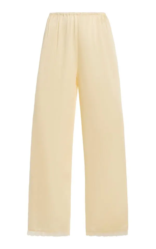 ELCE Pietra Lace-trimmed Satin Pants - Yellow