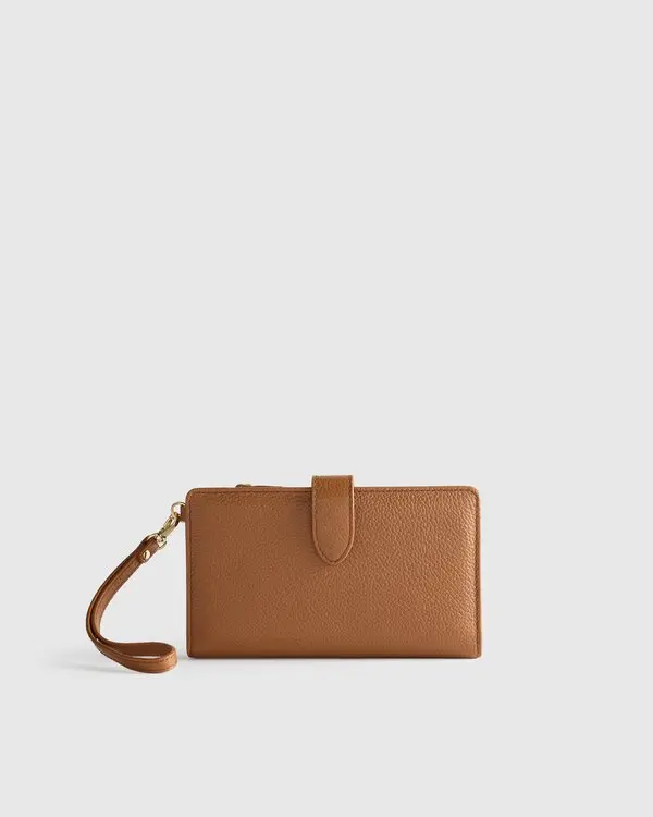 Quince Italian Leather Phone Bi-fold Wristlet - Cognac