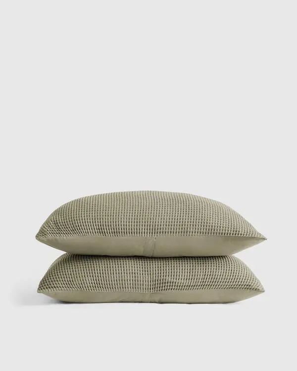 Quince Organic Waffle Sham Set - Dried Sage