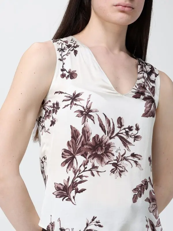 Liu Jo Sleeveless V-neck Floral Print Viscose Top