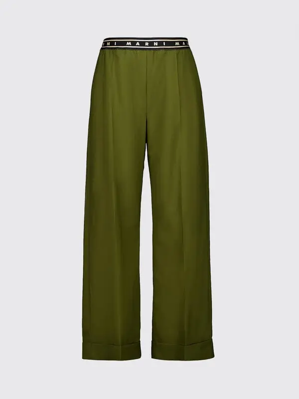Marni Virgin Wool Palazzo Trousers - Green