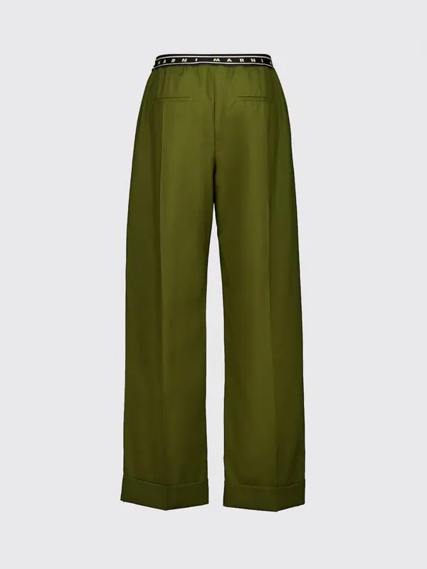 Marni Virgin Wool Palazzo Trousers - Green