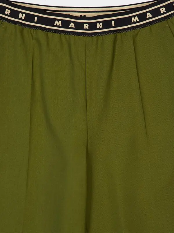 Marni Virgin Wool Palazzo Trousers - Green