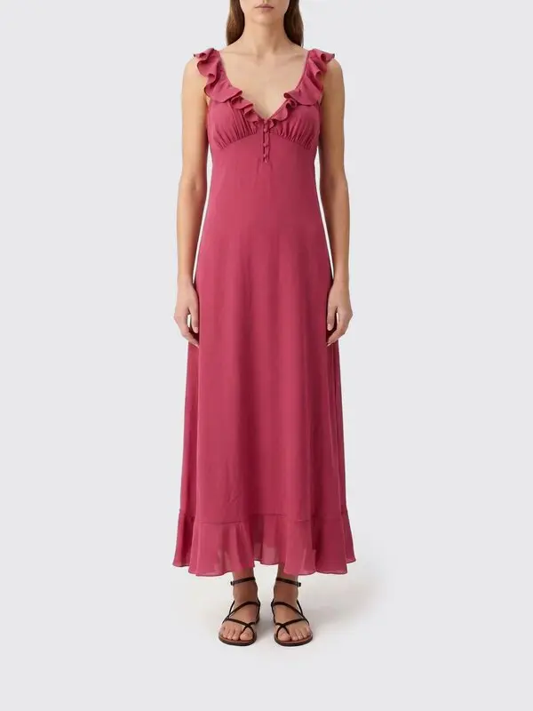 Chloé Silk Maxi Dress With Ruffled V-neck - Green