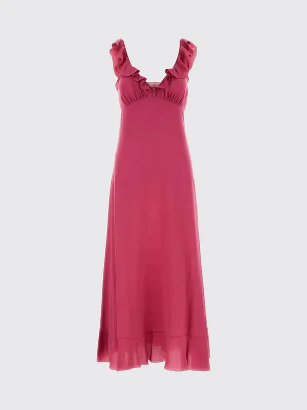 Chloé Silk Maxi Dress With Ruffled V-neck - Green