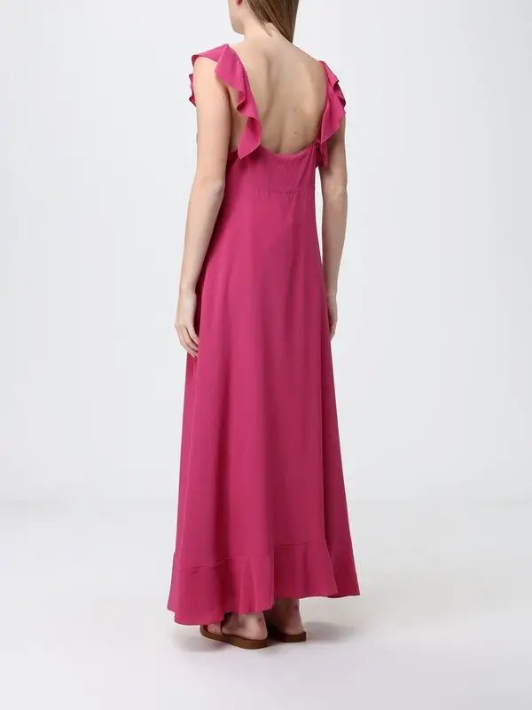 Chloé Silk Maxi Dress With Ruffled V-neck - Violet