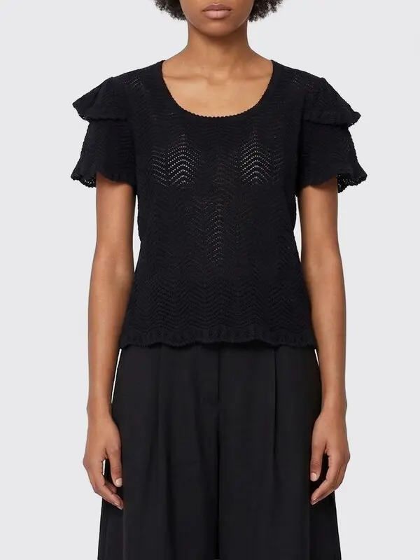 TWINSET Perforated Cotton Knit Top