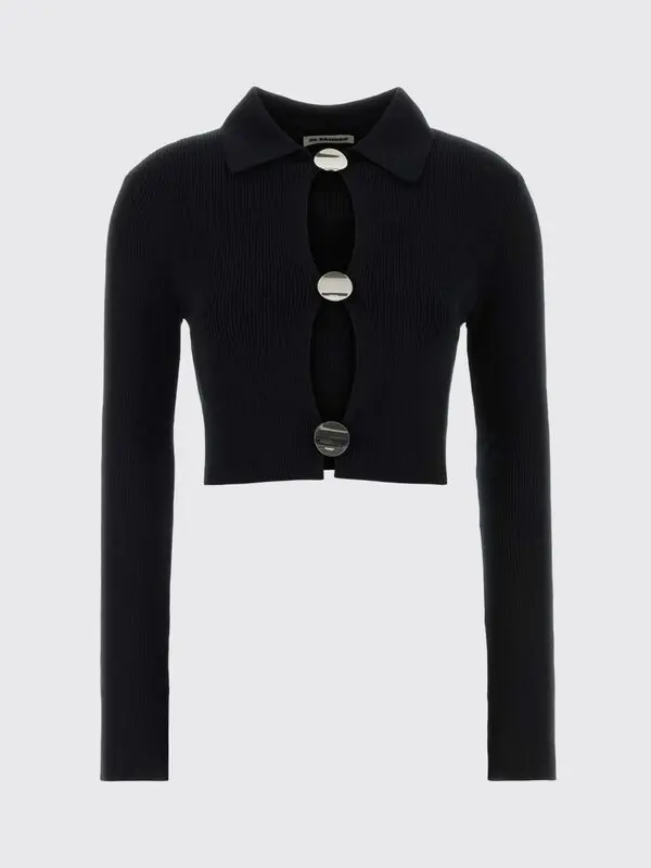 JIL SANDER Ribbed Polo Sweater With Metallic Button Detail