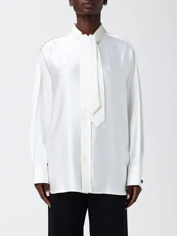 Bottega Veneta Satin Pussy-bow Shirt - White