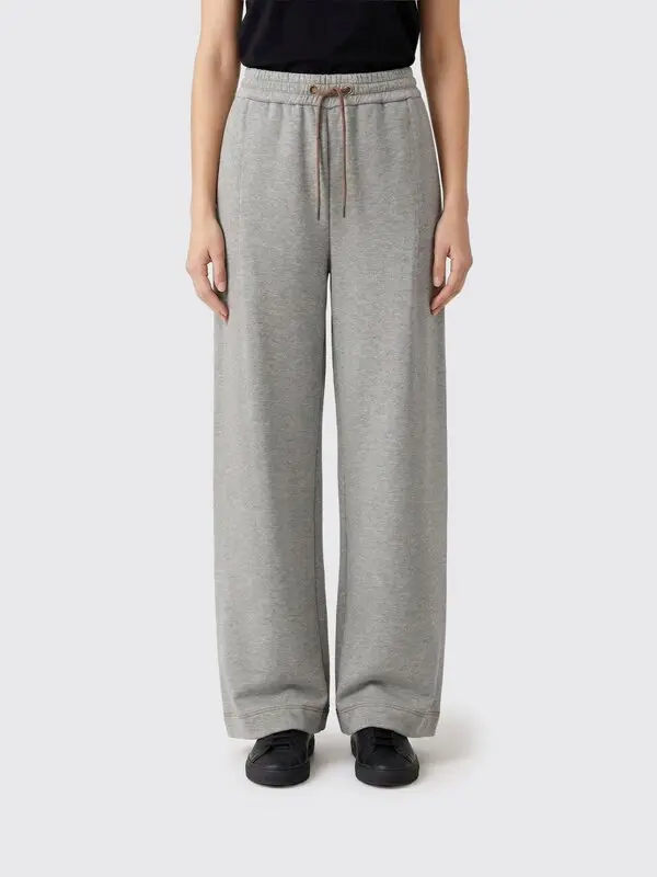 Brunello Cucinelli Wide Leg Drawstring Trousers - Silver
