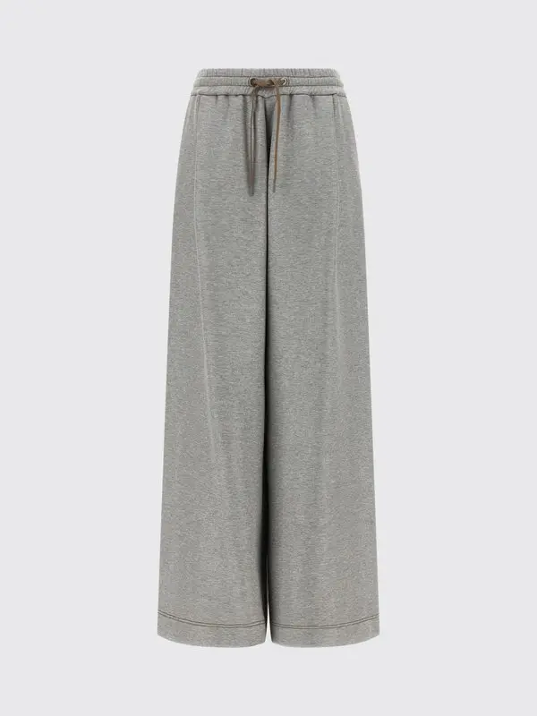Brunello Cucinelli Wide Leg Drawstring Trousers - Silver