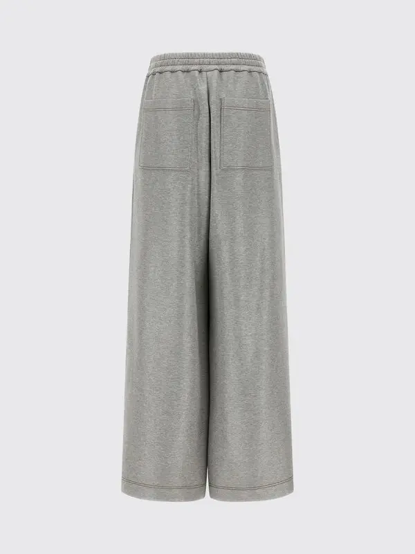 Brunello Cucinelli Wide Leg Drawstring Trousers - Silver