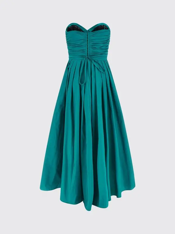 Pinko Taffeta Sweetheart Off-the-shoulder Gown With Jeweled Belt - Green