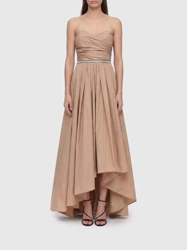 Pinko Taffeta Sweetheart Off-the-shoulder Gown With Jeweled Belt - Pink