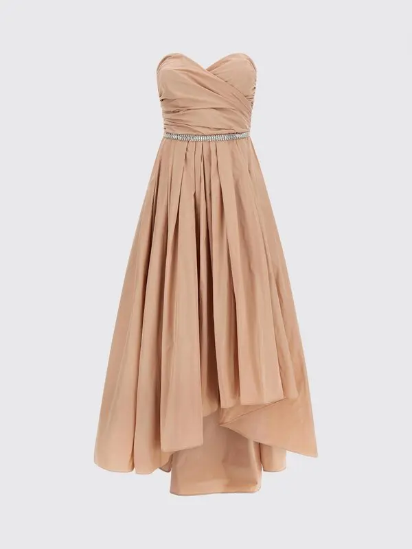 Pinko Taffeta Sweetheart Off-the-shoulder Gown With Jeweled Belt - Pink