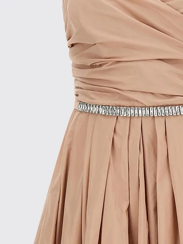 Pinko Taffeta Sweetheart Off-the-shoulder Gown With Jeweled Belt - Pink