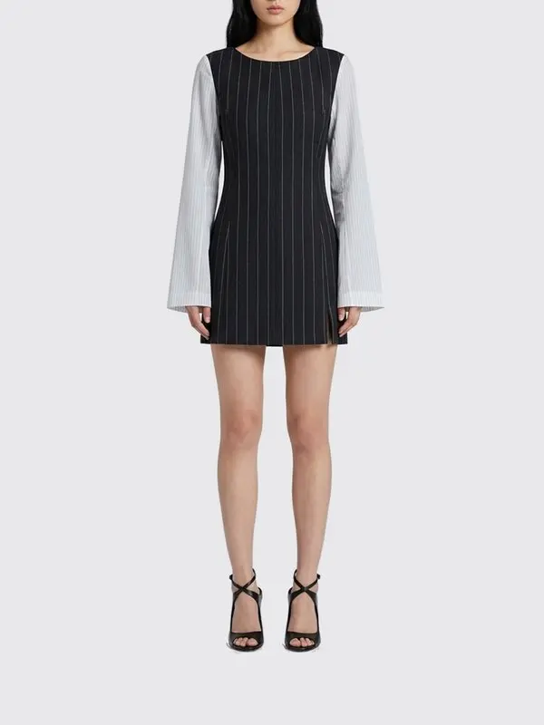 Our Legacy Pinstripe Mini Dress With Contrasting Sleeves - Grey