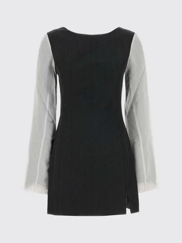 Our Legacy Pinstripe Mini Dress With Contrasting Sleeves - Grey
