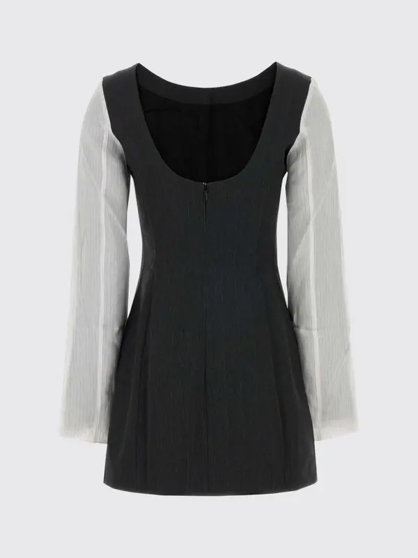 Our Legacy Pinstripe Mini Dress With Contrasting Sleeves - Grey