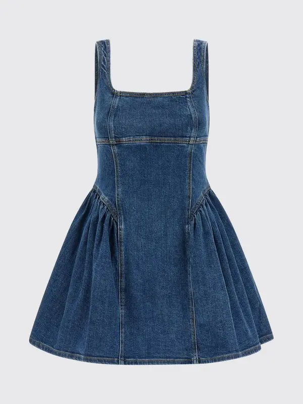 SELF-PORTRAIT Denim Fit & Flare Dress
