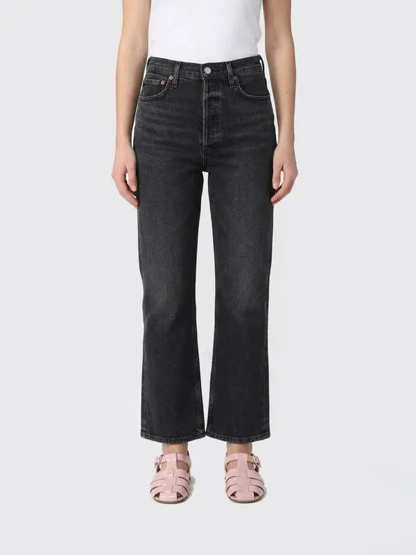 AGOLDE High Rise Straight Leg Jeans - Black