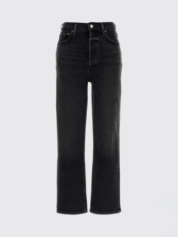 AGOLDE High Rise Straight Leg Jeans - Black