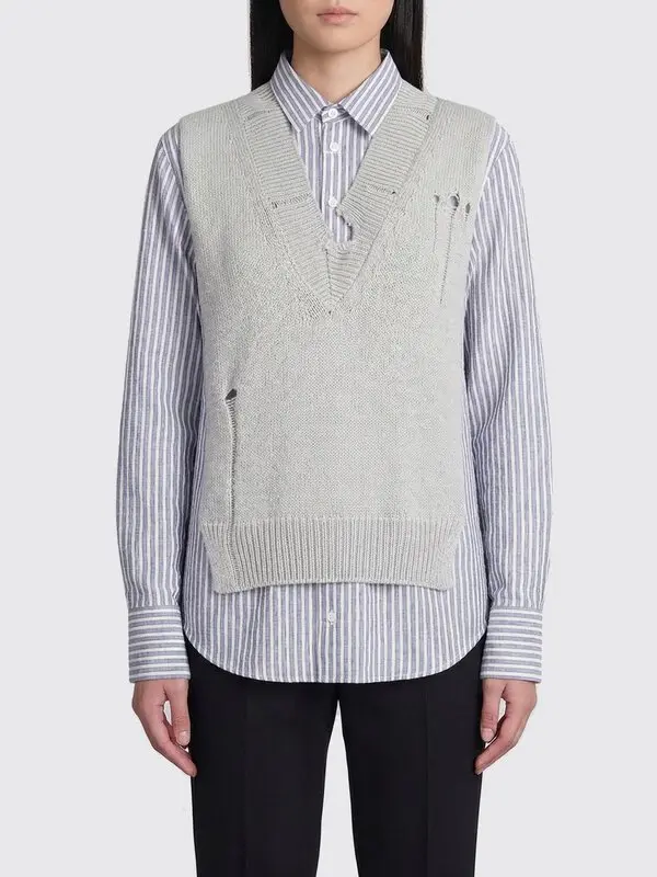 MAISON MARGIELA Striped Cotton And Linen Shirt With Faux Vest