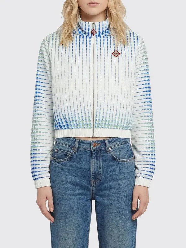 Casablanca Printed Polyester Zip-up Sweatshirt - White