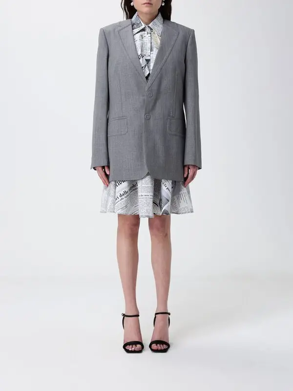 Moschino Single-breasted Wool Blend Blazer - Grey