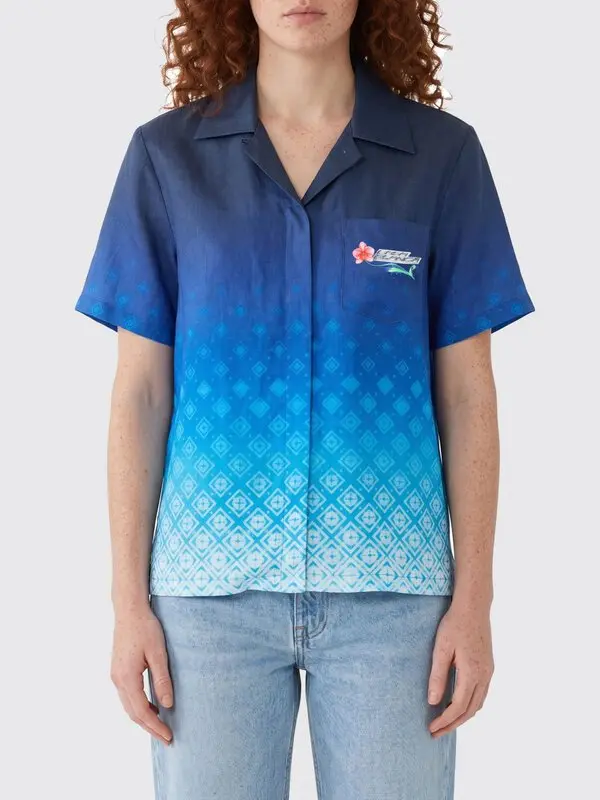 Casablanca Silk Graphic Print Shirt - Orchid