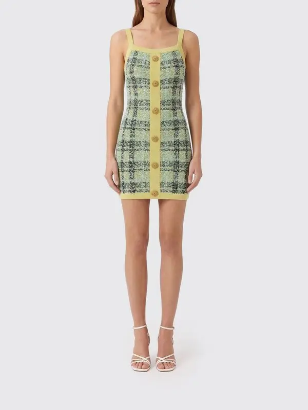 Balmain Checked Knit Dress