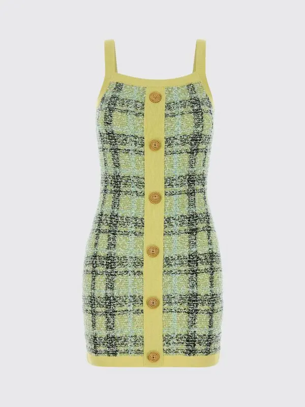 Balmain Checked Knit Dress