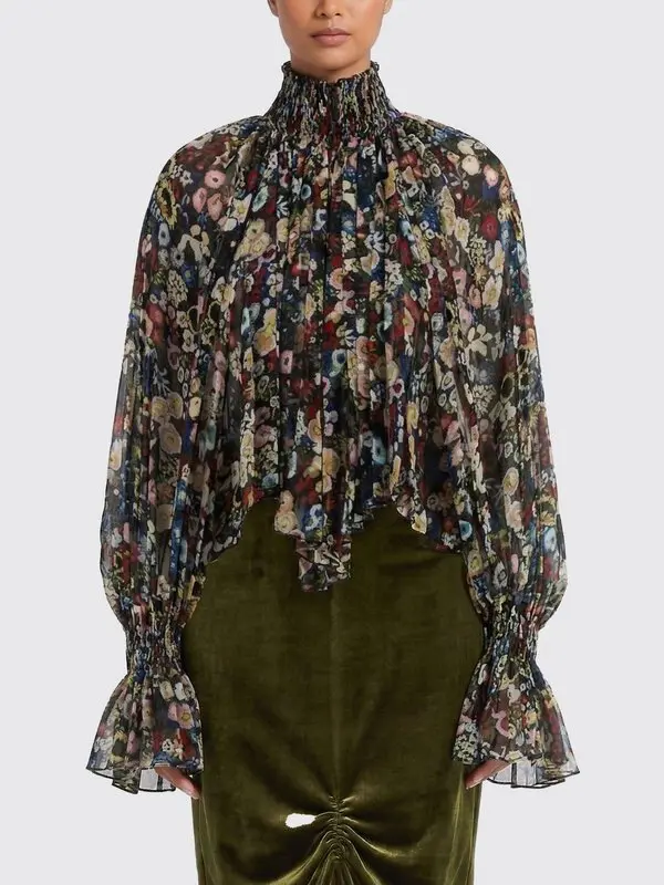Khaite Floral Print High Neck Top