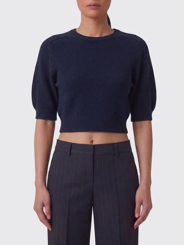 Khaite Cropped Puff Sleeve Sweater - Navy