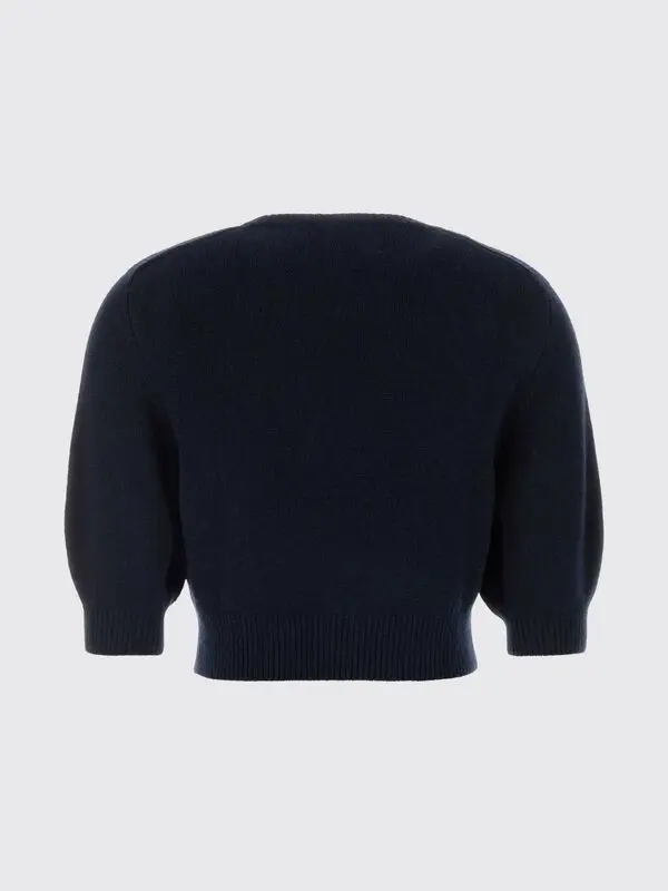 Khaite Cropped Puff Sleeve Sweater - Navy