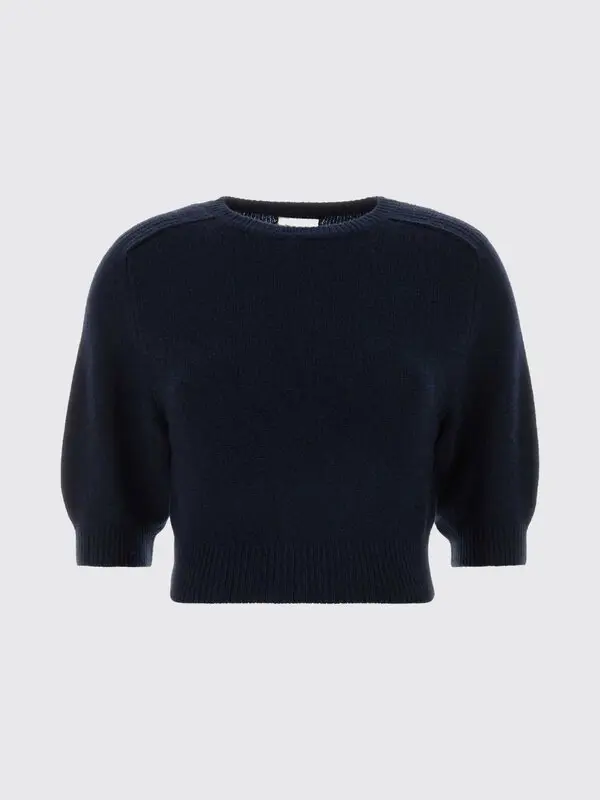 Khaite Cropped Puff Sleeve Sweater - Navy