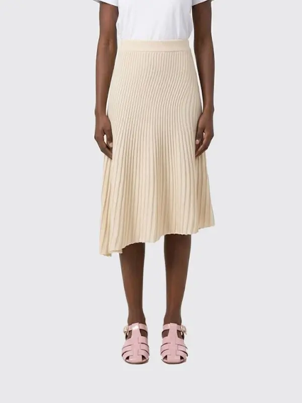 Alaïa Asymmetric Virgin Wool And Cashmere Pleated Midi Skirt