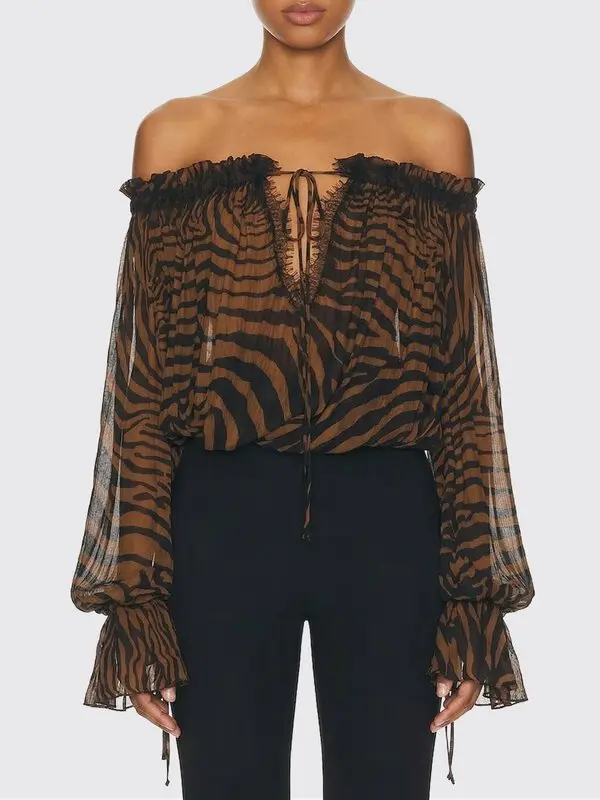 Blumarine Off-the-shoulder Zebra Print Blouse - Multicolor