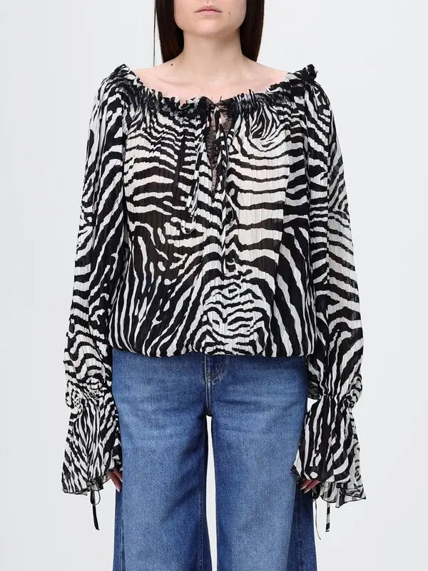 Blumarine Viscose Blouse With Animal Print - White