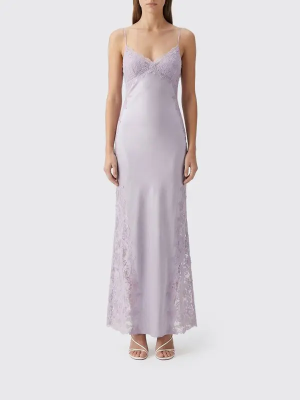 Ermanno Scervino Stretch Satin And Lace Maxi Dress
