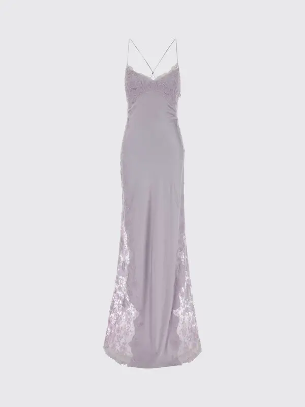 Ermanno Scervino Stretch Satin And Lace Maxi Dress