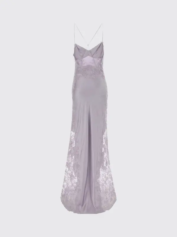 Ermanno Scervino Stretch Satin And Lace Maxi Dress
