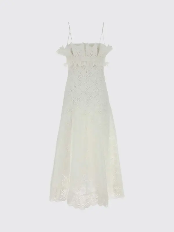 Alberta Ferretti Midi Dress With Ruffled Neckline