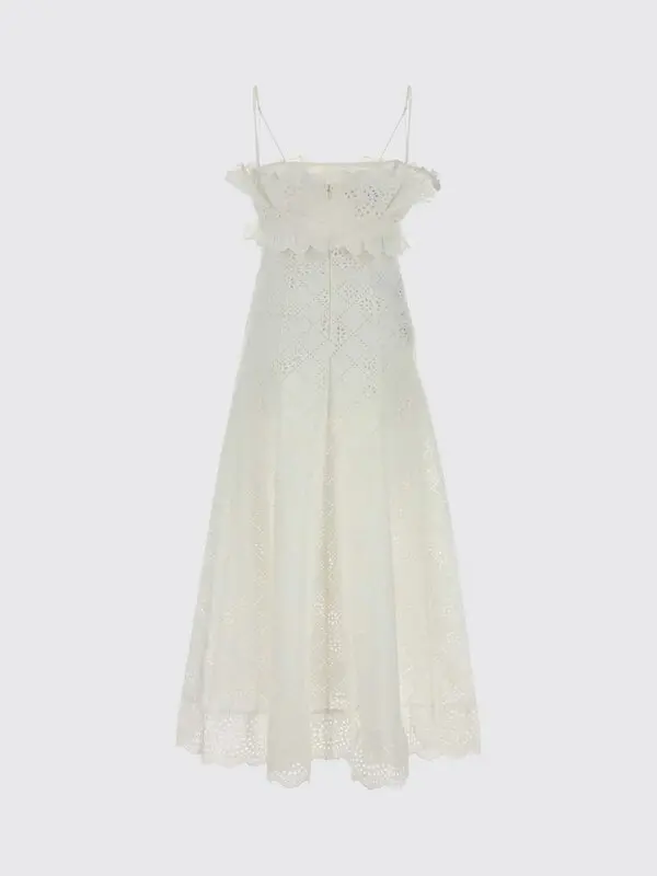 Alberta Ferretti Midi Dress With Ruffled Neckline