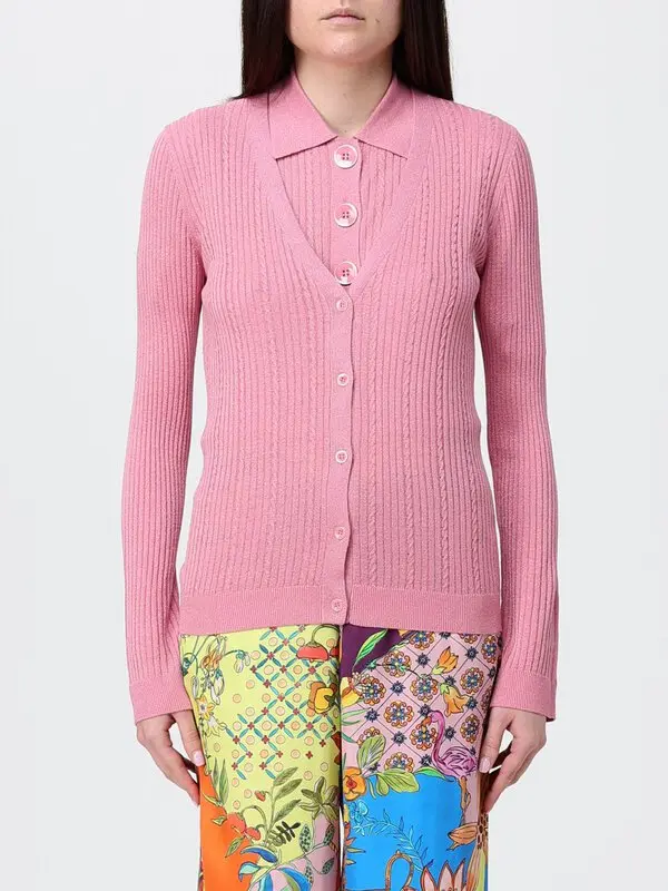 Liu Jo Ribbed Knit Polo Shirt - Pink