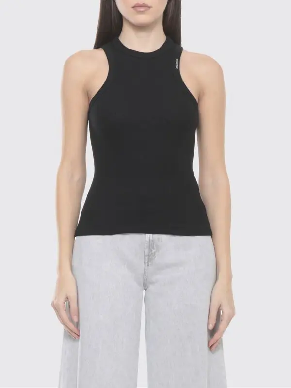 DONDUP Ribbed High Neck Tank Top - Black